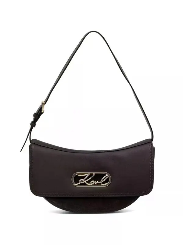 Karl Lagerfeld Logo-plaque Suede-panel Shoulder Bag - Brown