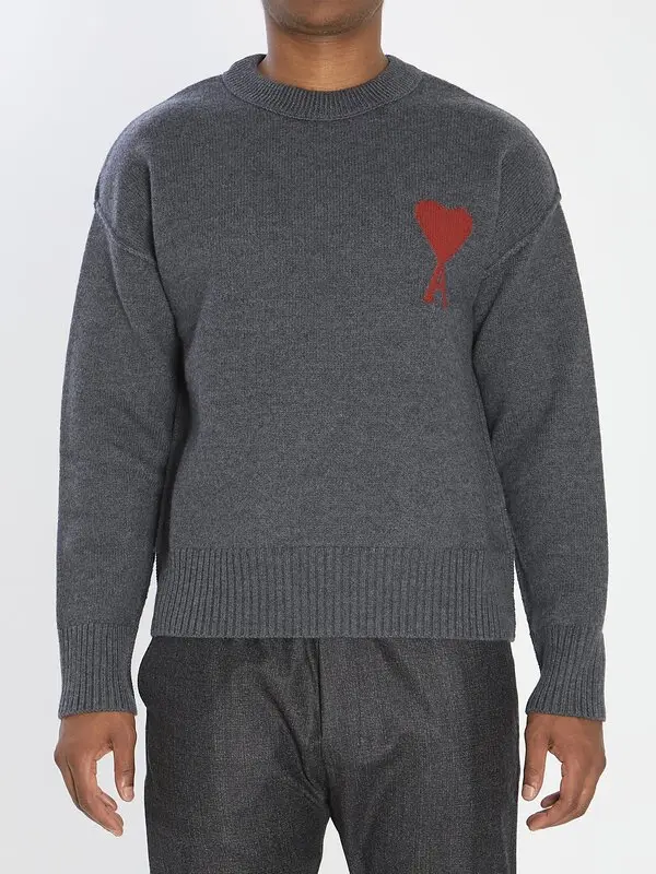 AMI Paris Contrast Logo Crewneck Sweater
