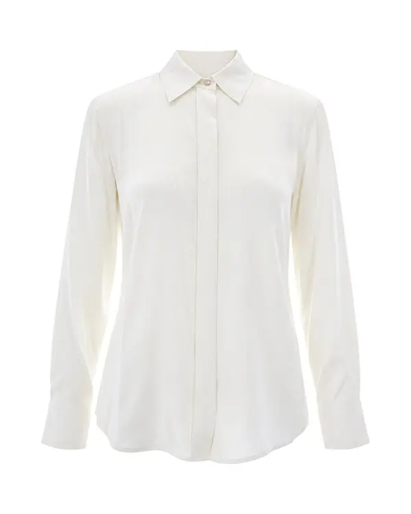Max Mara Silk Long Sleeve Button-front Shirt