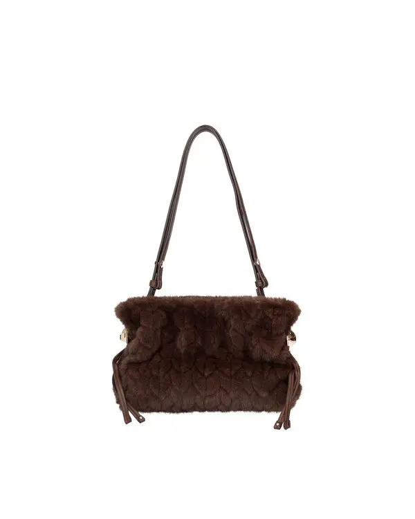 Liu Jo Faux Fur Shoulder Bag - Deep Brown