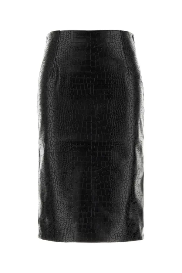 DES_PHEMMES Midi Croc-print Skirt With Slip Silhouette