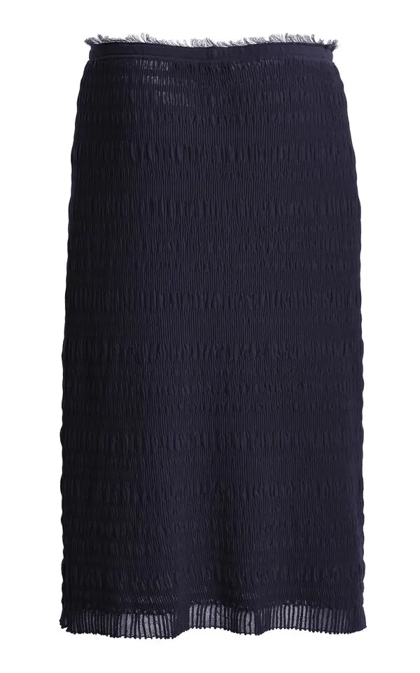 ASHLYN Smocked Knit Midi Skirt - Navy