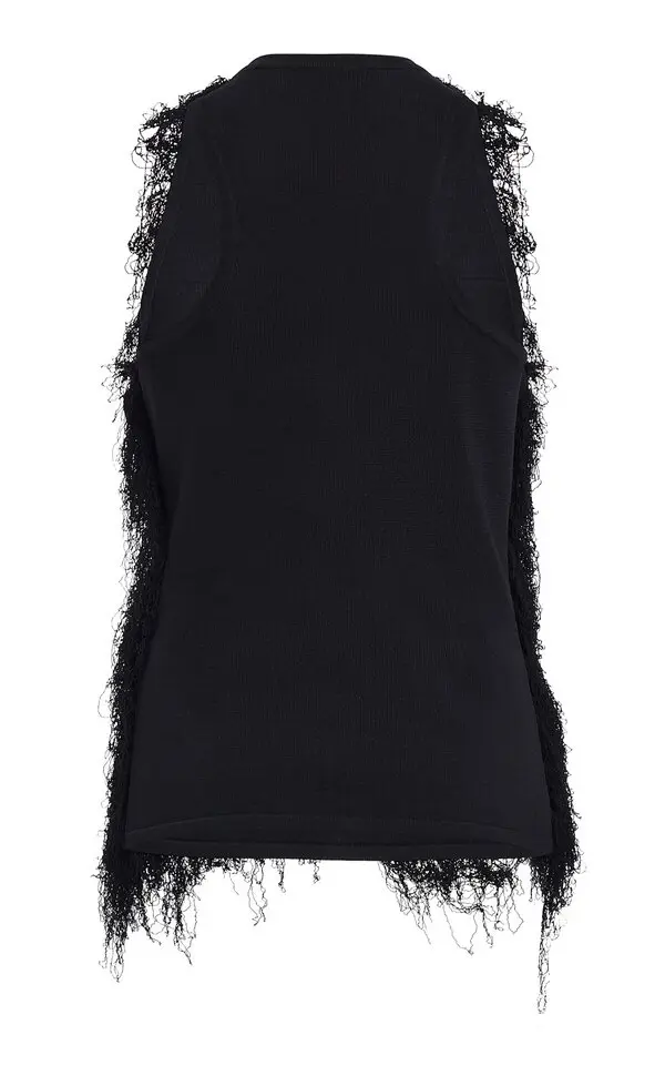 ASHLYN Ruffled Knit Tank Top - Black