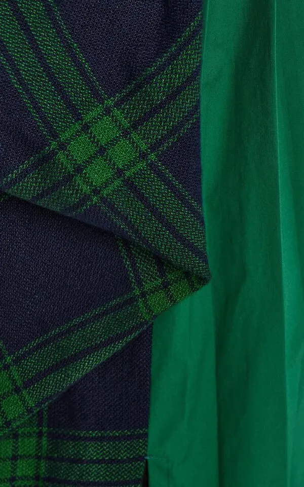ASHLYN Cascade Plaid Linen Midi Skirt
