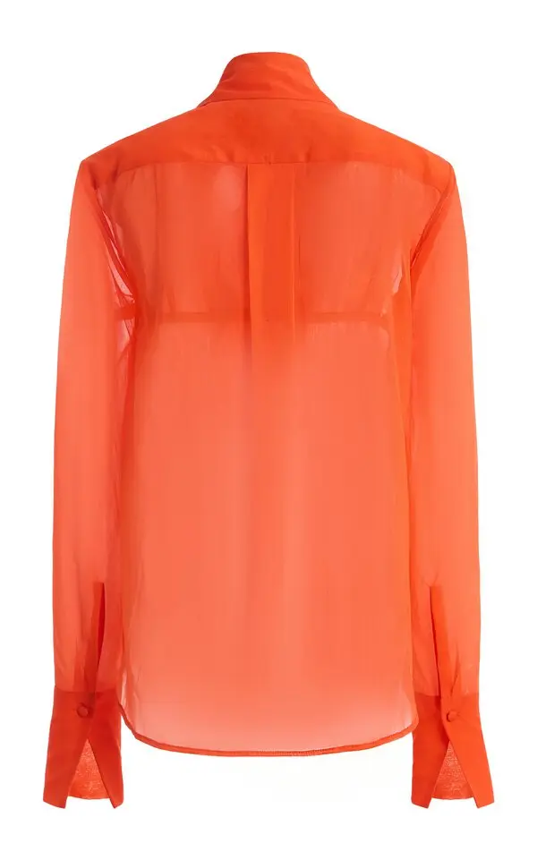 LAQUAN SMITH Pleated Stretch-silk Button-up Shirt