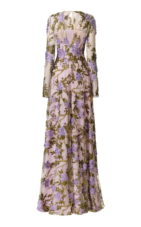 Naeem Khan Floral Lace Gown - Multi