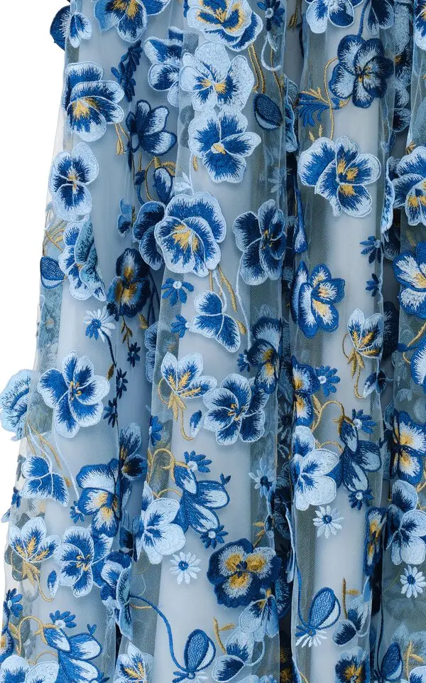 Naeem Khan Textured Floral Lace Gown