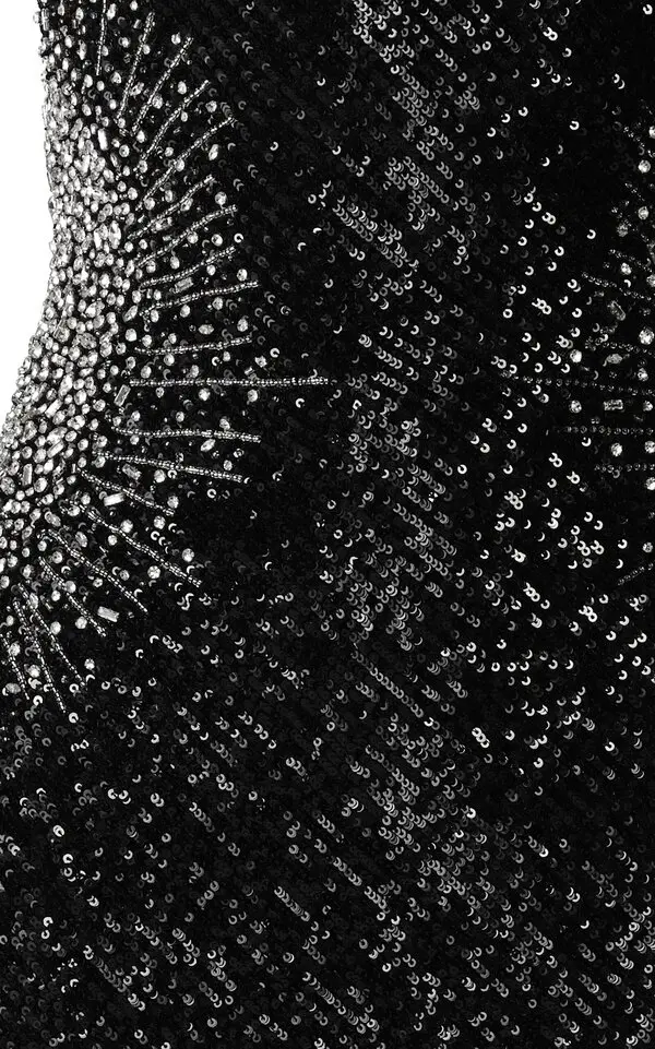 Naeem Khan Short Sleeve Sequined Gown