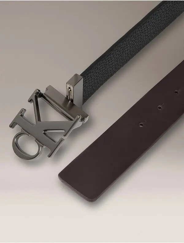 Calvin Klein Monogram Logo Plaque Pebble Belt