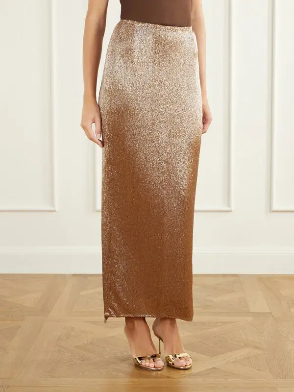 WIEDERHOEFT Bead-embellished Mesh Midi Skirt