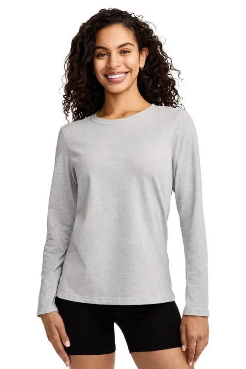 JOCKEY Organic Cotton Stretch Long Sleeve Tee - Light Grey