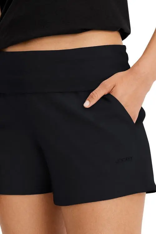 JOCKEY Cotton Modal Blend Foldover Short - Black