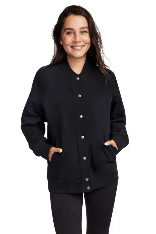 JOCKEY Cotton Blend Varsity Jacket - Black