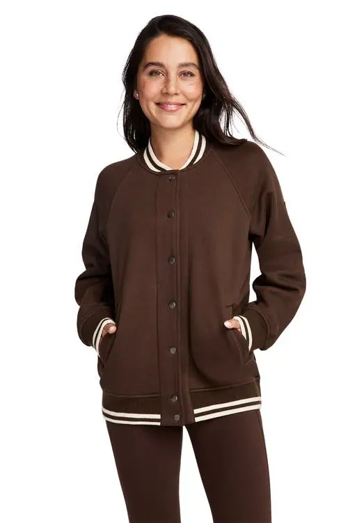 JOCKEY Cotton Blend Varsity Jacket - Walnut