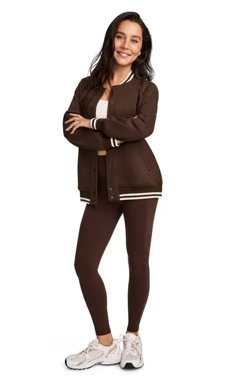 JOCKEY Cotton Blend Varsity Jacket - Walnut