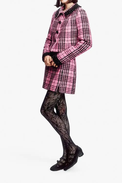 Anna Sui Black And Pink Plaid Mini Skirt