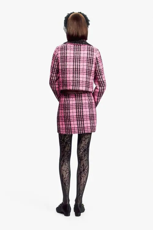 Anna Sui Black And Pink Plaid Mini Skirt