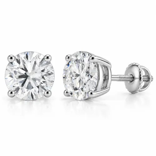 ANCONA JEWELRY Igi Certified 3 Carat Total Weight E Vs1 Round Lab Grown Diamond Stud Earrings In 14k Gold - 14k White Gold