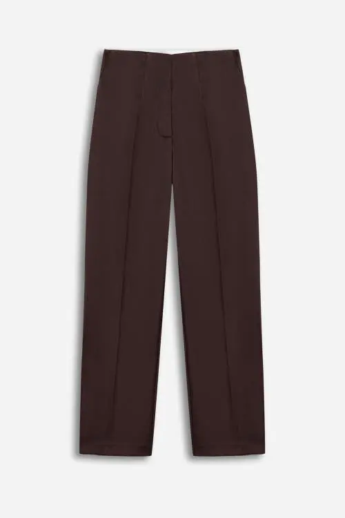 NOCTURNE High Waist Straight Leg Trousers - Brown