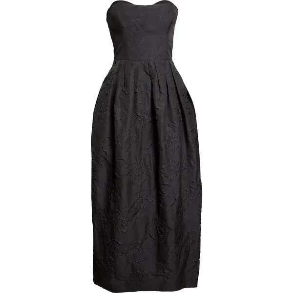 Ulla Johnson Katerina Strapless Cloque Dress - Noir