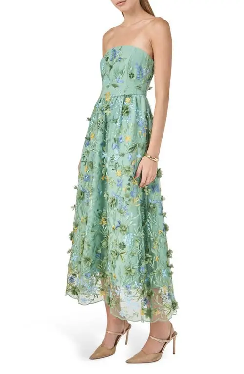 Endless Rose Strapless 3d Floral Embroidered Maxi Dress