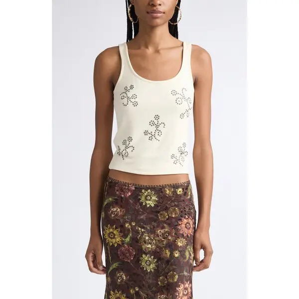 SIEDRES Cali Studded Rib Tank - Ecru