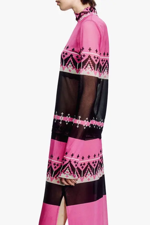 Anna Sui Fair Isle Mesh Turtleneck