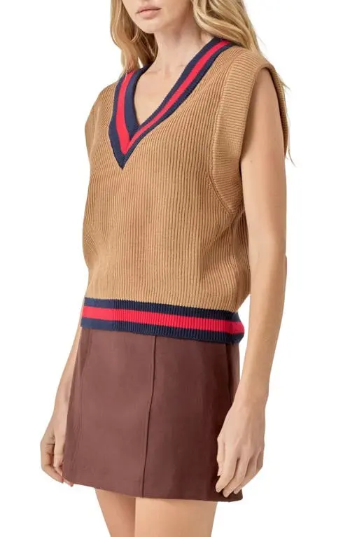 English Factory Tipped Rib Knit Sweater Vest