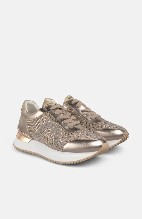 ALMA EN PENA Sneaker With Rhinestone Print - Bronze