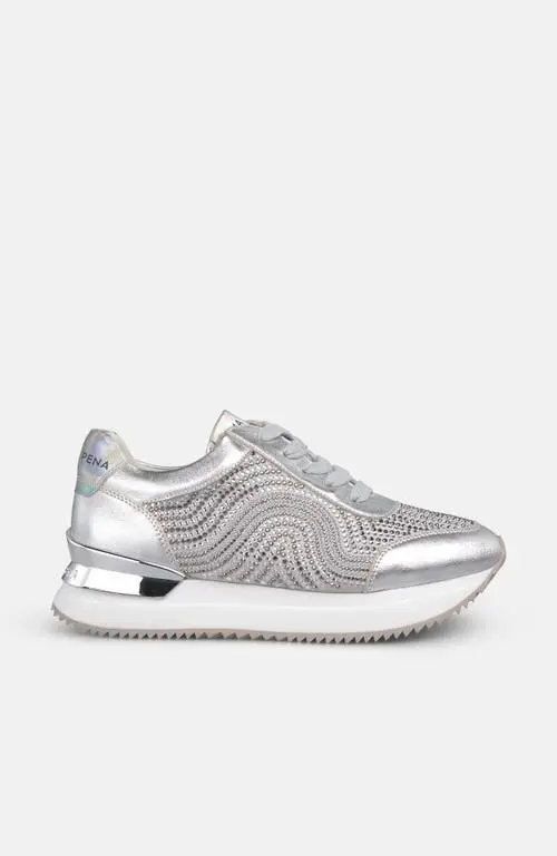 ALMA EN PENA Sneaker With Rhinestone Print - Silver