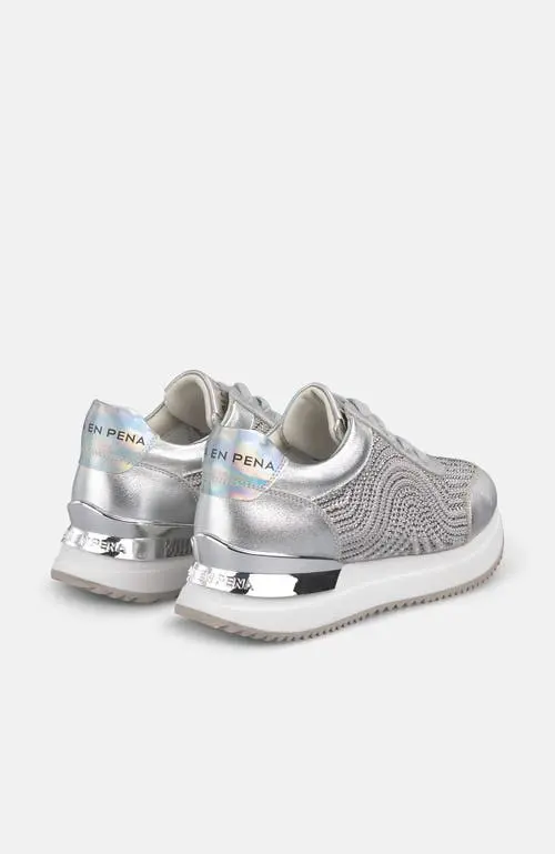 ALMA EN PENA Sneaker With Rhinestone Print - Silver