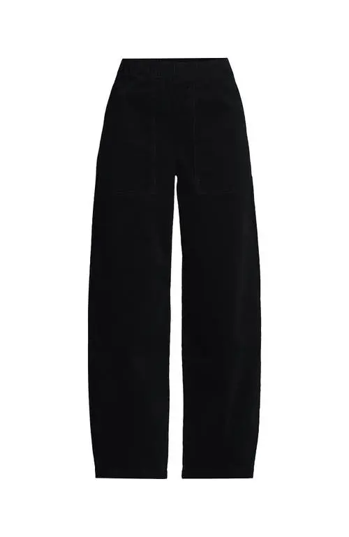 LANDS' END Corduroy High Rise Pull On Utility Barrel Leg Pants - Black