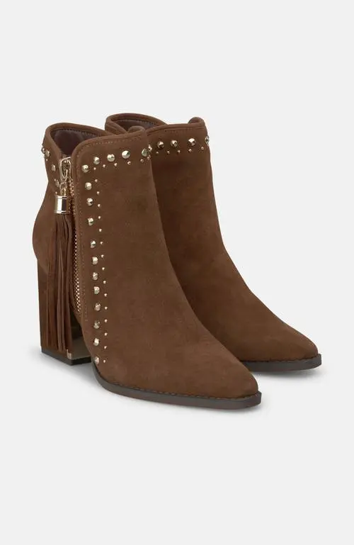 ALMA EN PENA Tassel Heel Ankle Boot - Camel