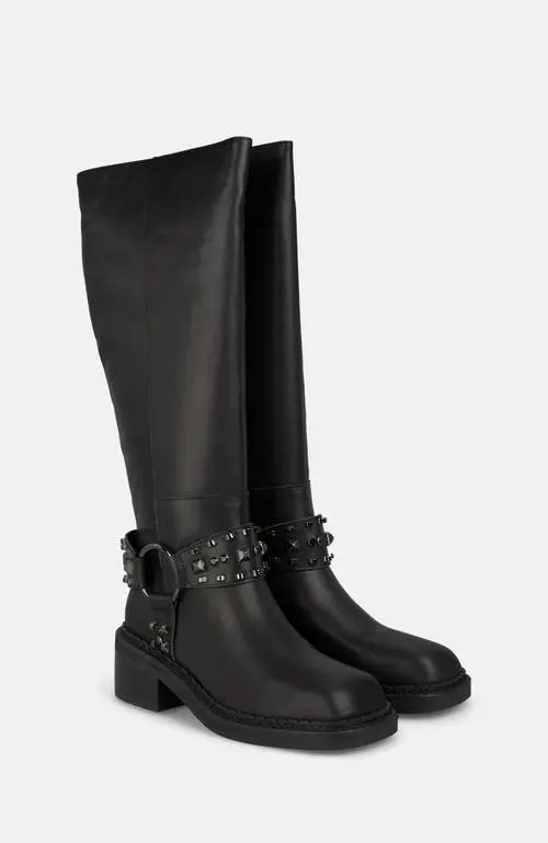 ALMA EN PENA Studded Biker Boot - Black