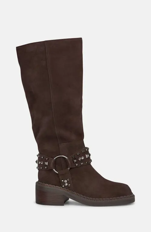 ALMA EN PENA Studded Biker Boot - Coffee