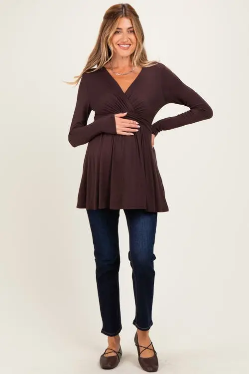 PINKBLUSH Long Sleeve Draped Front Nursing Top