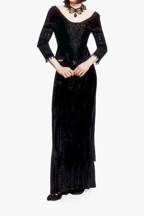 Anna Sui Crushed Velvet Beaded Corset