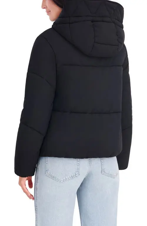 KENNETH COLE Short Hooded Puffer Jacket - Black