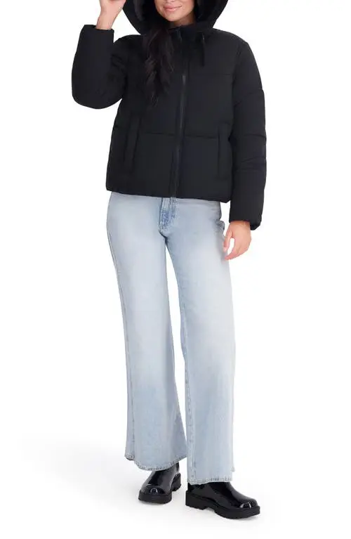 KENNETH COLE Short Hooded Puffer Jacket - Black