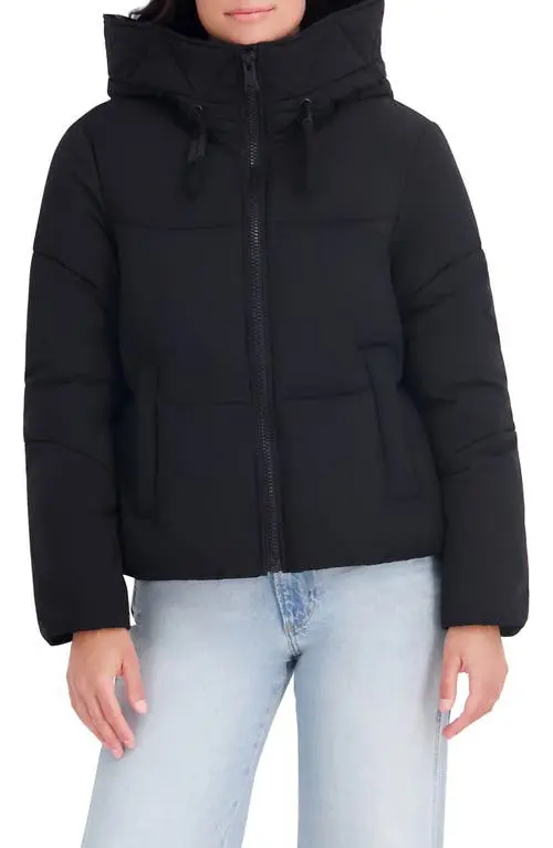 KENNETH COLE Short Hooded Puffer Jacket - Black