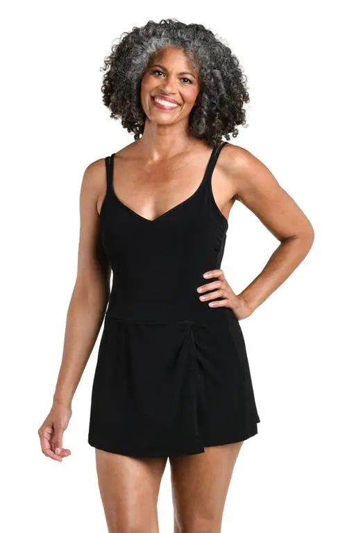 MAXINE OF HOLLYWOOD Twist Front One-piece Swimdress