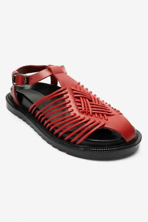 FOREVER & ALWAYS SHOES Thames Leather Sandal - Red