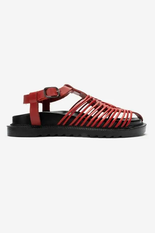 FOREVER & ALWAYS SHOES Thames Leather Sandal - Red