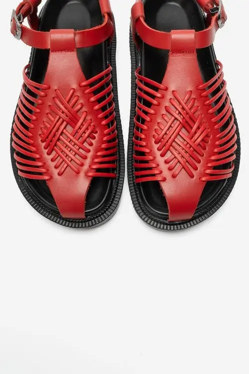 FOREVER & ALWAYS SHOES Thames Leather Sandal - Red