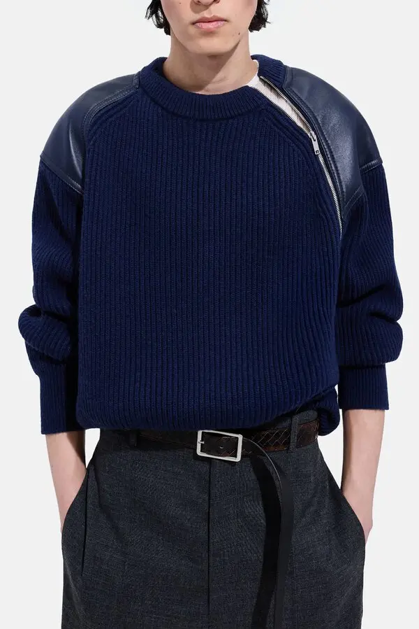 Bottega Veneta Maglione A Coste Inglesi In Lana E Cashmere - Blue