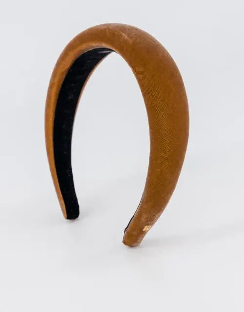 Alexandre De Paris Victoria Padded Velvet Headband - Camel