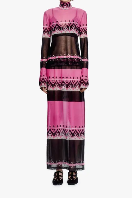 Anna Sui Fair Isle Mesh Skirt