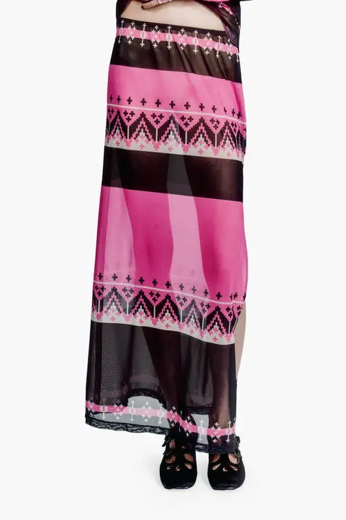 Anna Sui Fair Isle Mesh Skirt