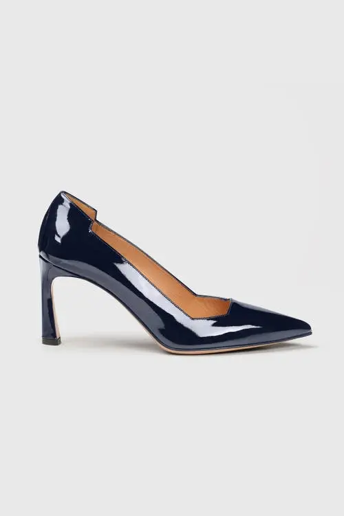 The Fold Savona Patent Leather Heels - Navy