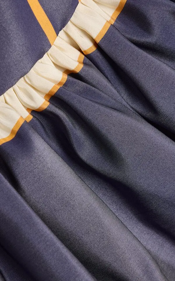 Rosie Assoulin Strapless Daffodil Silk Gown - Navy